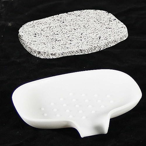 Soap Holder Set Non Slip Soap Holder Pad Soap Dishes for Bar Soap Self Draining Soap Tray for Shower Bathroom Kitchen Bathtub Keep Soap Dry Extend Soap Life (White)