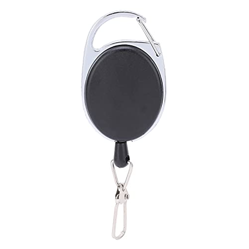 WNSC Fly Fishing Tool Retractor, Durable ABS Material Retractable Fly Fishing Anglers Tool Anti‑Rust Silver Black with Buckle for Fishing for Hiking for Camping