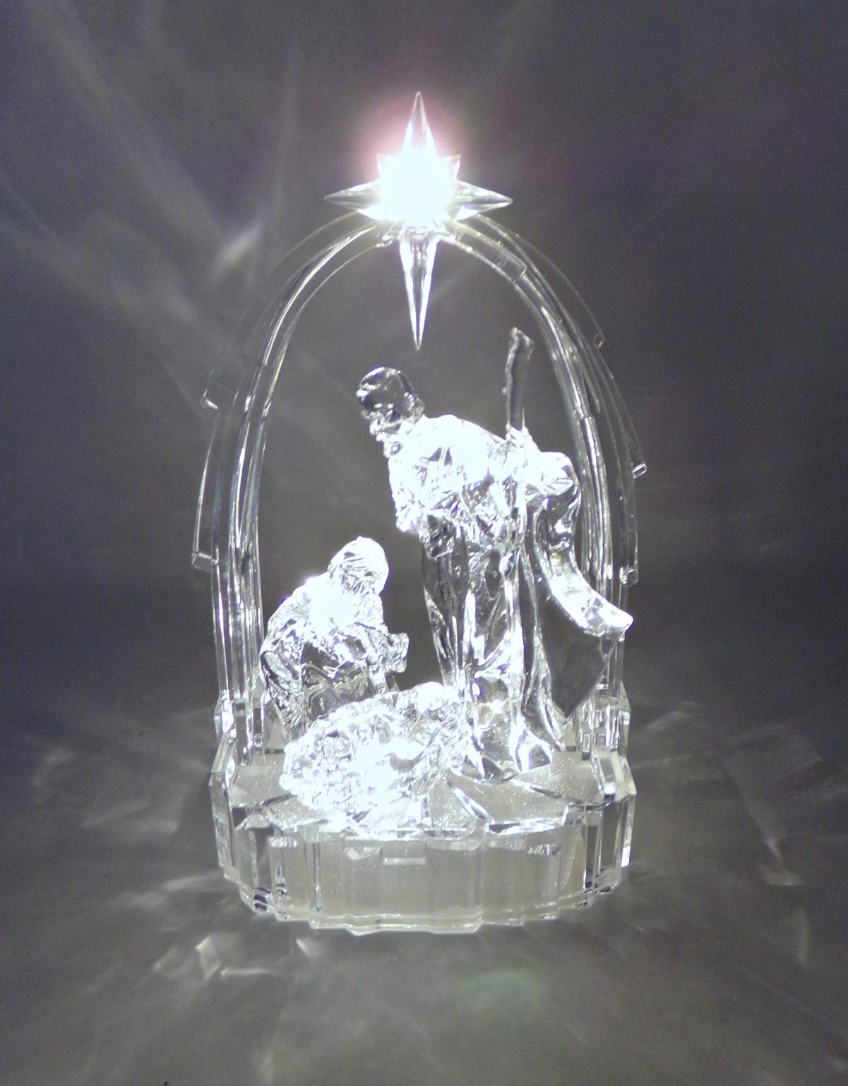Trinity Church Supply Clear Acrylic Glowing Nativity Scene with Holy Family, Christmas Home Decor, 7 1/2 Inch