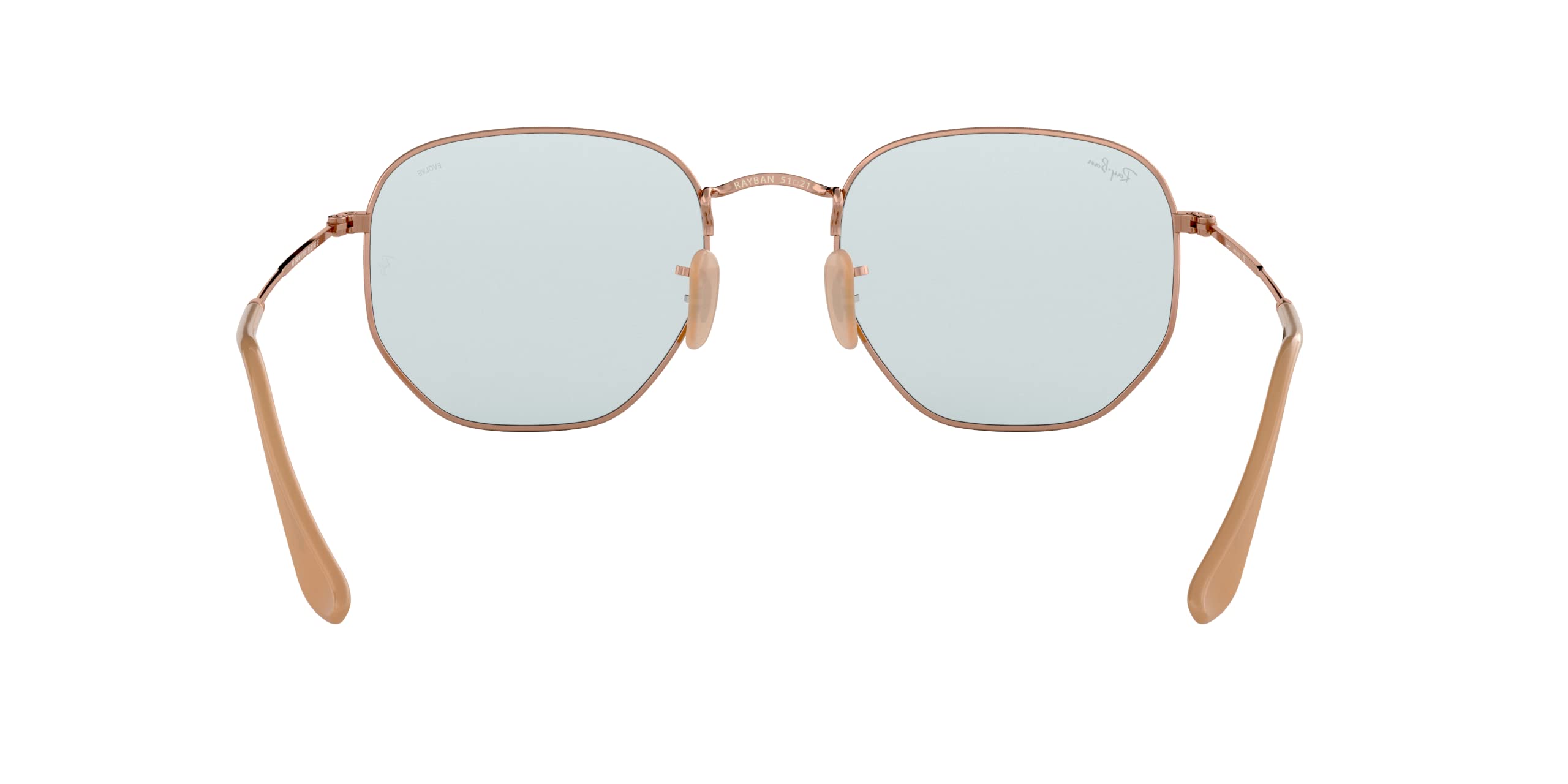 Ray-Ban Rb3548n Hexagonal Flat Lens Evolve Polarized Sunglasses, Copper/Photochromic Light Blue, 51 mm