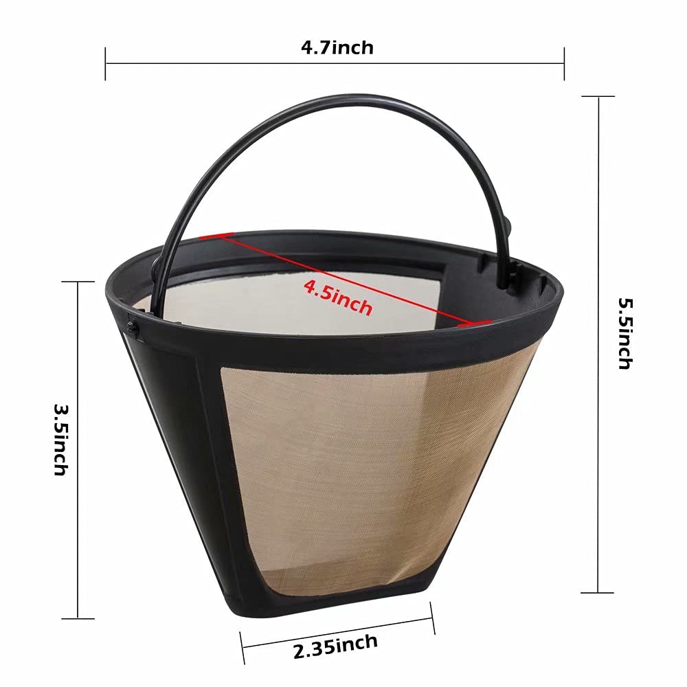 Reusable Coffee Filter, 2 Pack Basket Coffee Filters 8-12 Cup Replacement Coffee Filter with Stainless Steel Mesh Bottom, Permanent Filter for Mr. Coffee and Black & Decker Coffee Makers and Brewers