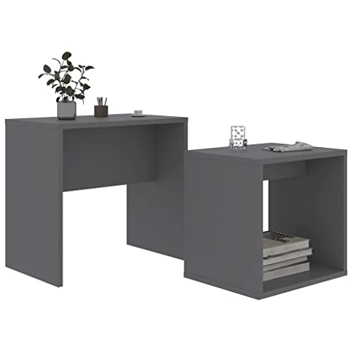 vidaXL Coffee Table Set, Nesting Table with Storage, End Table for Living Room Bedroom, Home Furniture, Modern, High Gloss Black Engineered Wood