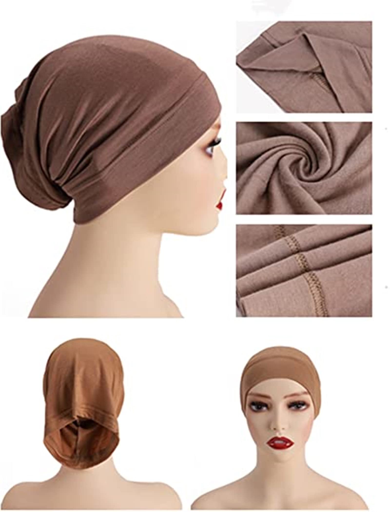 TanQiang 6 Pcs Women Under Scarf Hat Cap Bone Bonnet Hijab Islamic Neck Cover Muslim Under Scarf Hijab Cap, 7, Medium