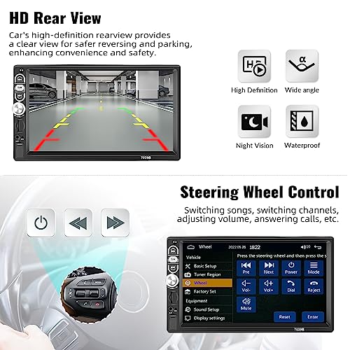 Single Din Car Stereo Compatible with Apple Carplay Android Auto Voice Control, 7 Inch HD Touchscreen Bluetooth 5.1, Subwoofer Output, USB/TF Port, FM, Mirror Link