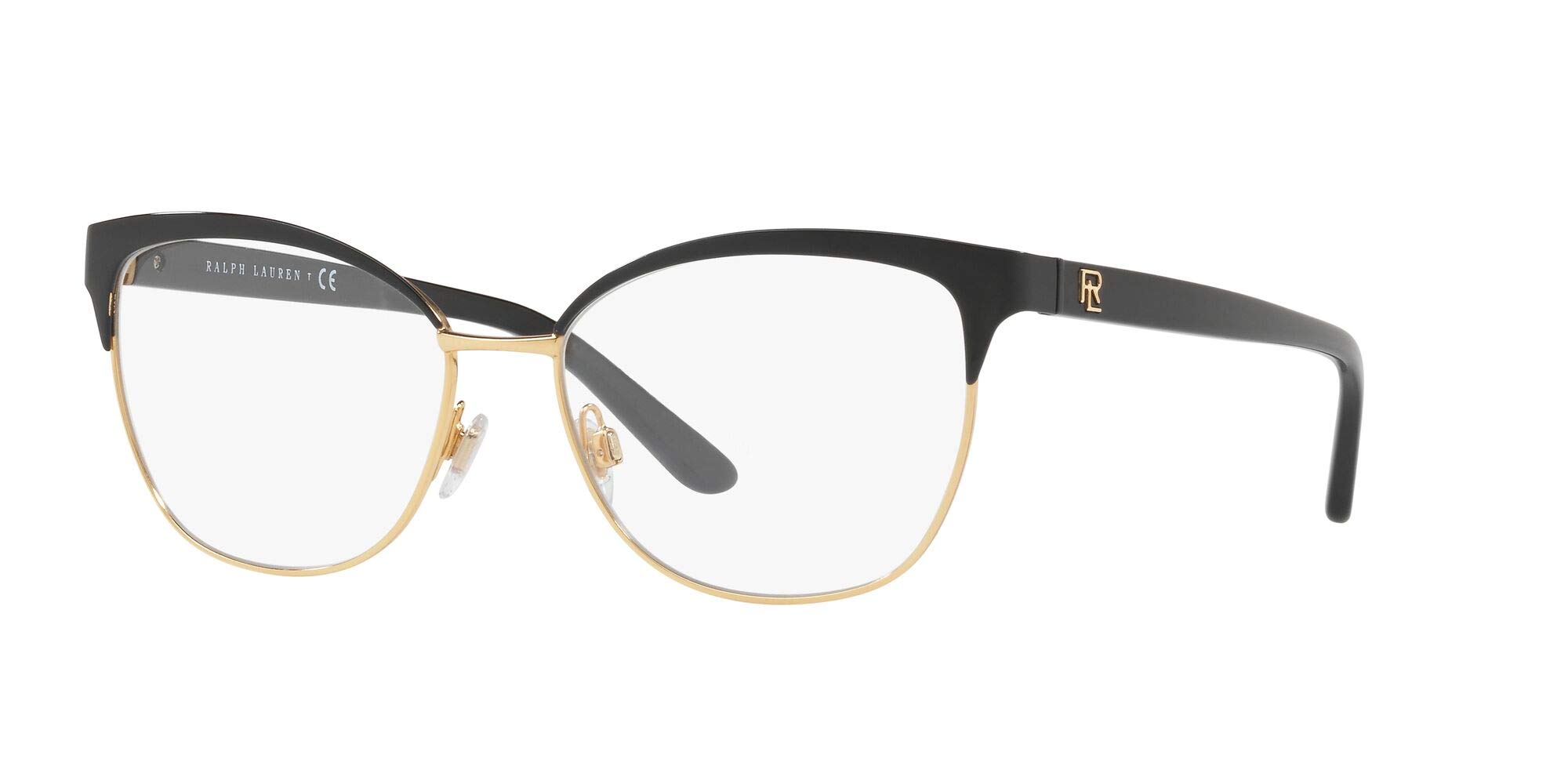 Ralph by Ralph Lauren Women's RL5099 Metal Cat Eye Prescription Eyeglass Frames, Black/Demo Lens, 52 mm