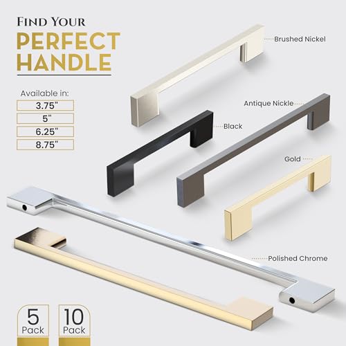 Southern Hills 5 Pack Gold Cabinet Pulls -128mm - Brushed Gold Drawer Pulls, Gold Handles for Drawers, Brushed Brass Drawer Pulls, Gold Cabinet Handles, Brass Cabinet Pull Gold Kitchen Hardware