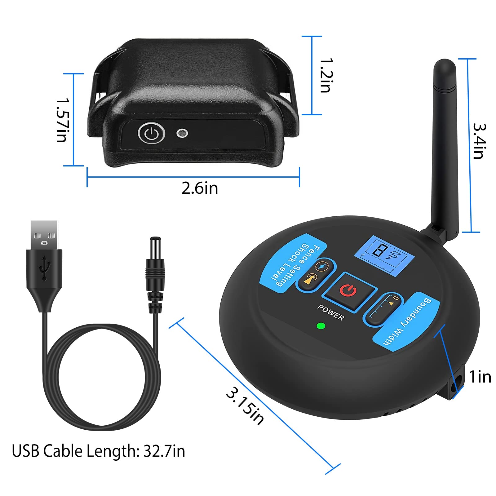 Rivulet Electric Wireless Dog Fence System Electric Fence Automatic Trigger Pet Shock Containment Boundary System Adjustable Range Up to 722ft-IPX8 Waterproof Rechargeable Collar, Small Medium Large