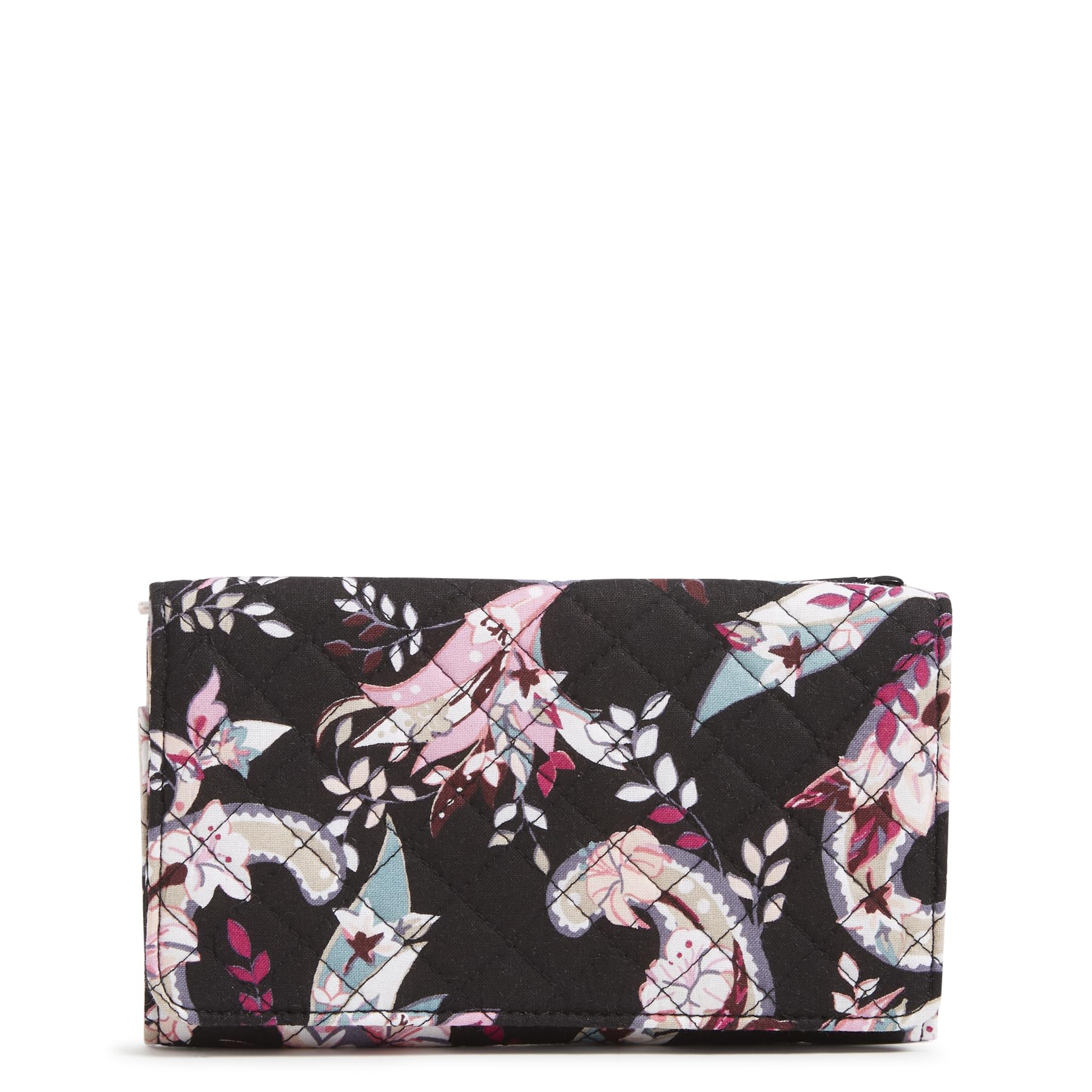 Vera Bradley Women's Cotton Trifold Clutch Wallet With RFID Protection, Citrus Paisley - Recycled Cotton, One Size