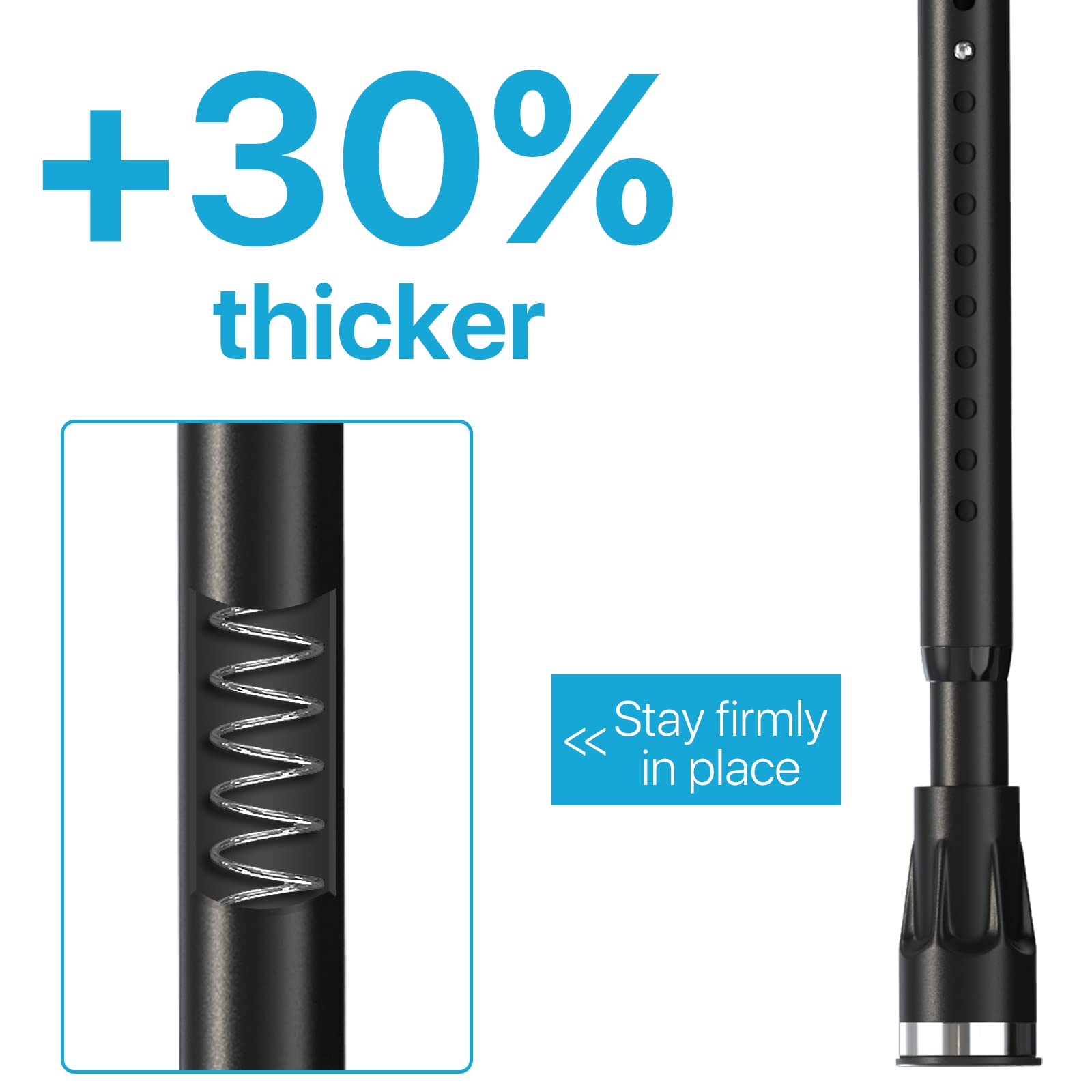 Shower Curtain Rod, 42-70 inch Adjustable Shower Curtain Rod No Drilling for Bathroom, Never Fall Shower Rod Wall Mounted, Easy Install & Rust Proof, Black