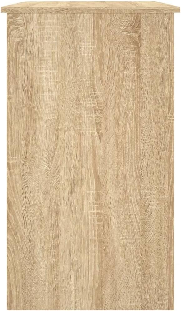 vidaXL Compact Desk with Built-in Storage Drawers– Sonoma Oak Finish Engineered Wood – Scandinavian Style - Perfect for Home Office or Study Room (35.4"x17.7"x29.9")