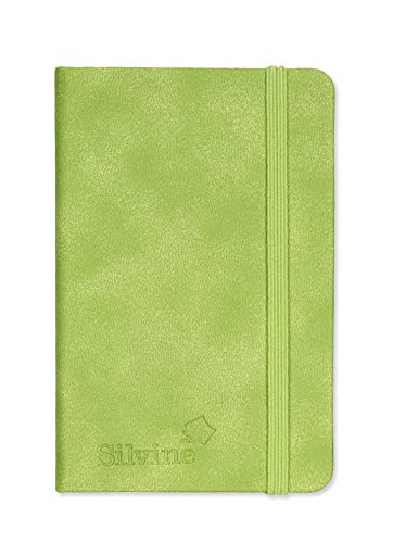 Silvine Executive Soft Feel Notebook Ruled with Marker Ribbon 160pp 90gsm 143x90mm Lime Green Ref 196T