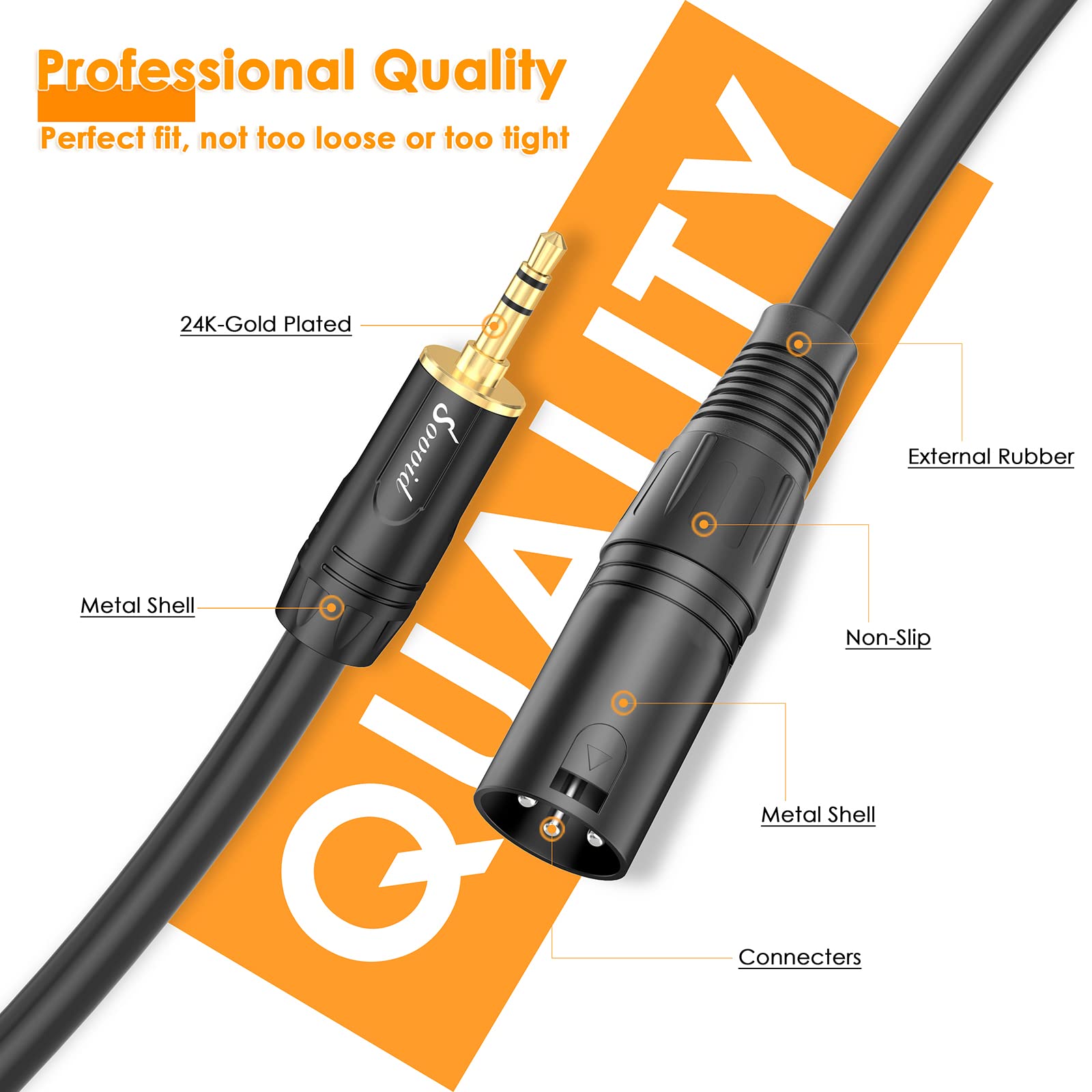 Sovvid XLR Cable to 1/8Inch 3.5mm - 3FT Male to XLR Male Microphone Cable Cord Professional TRS Stereo Balanced Cable for iPhone iPad Tablet Laptop and More Black