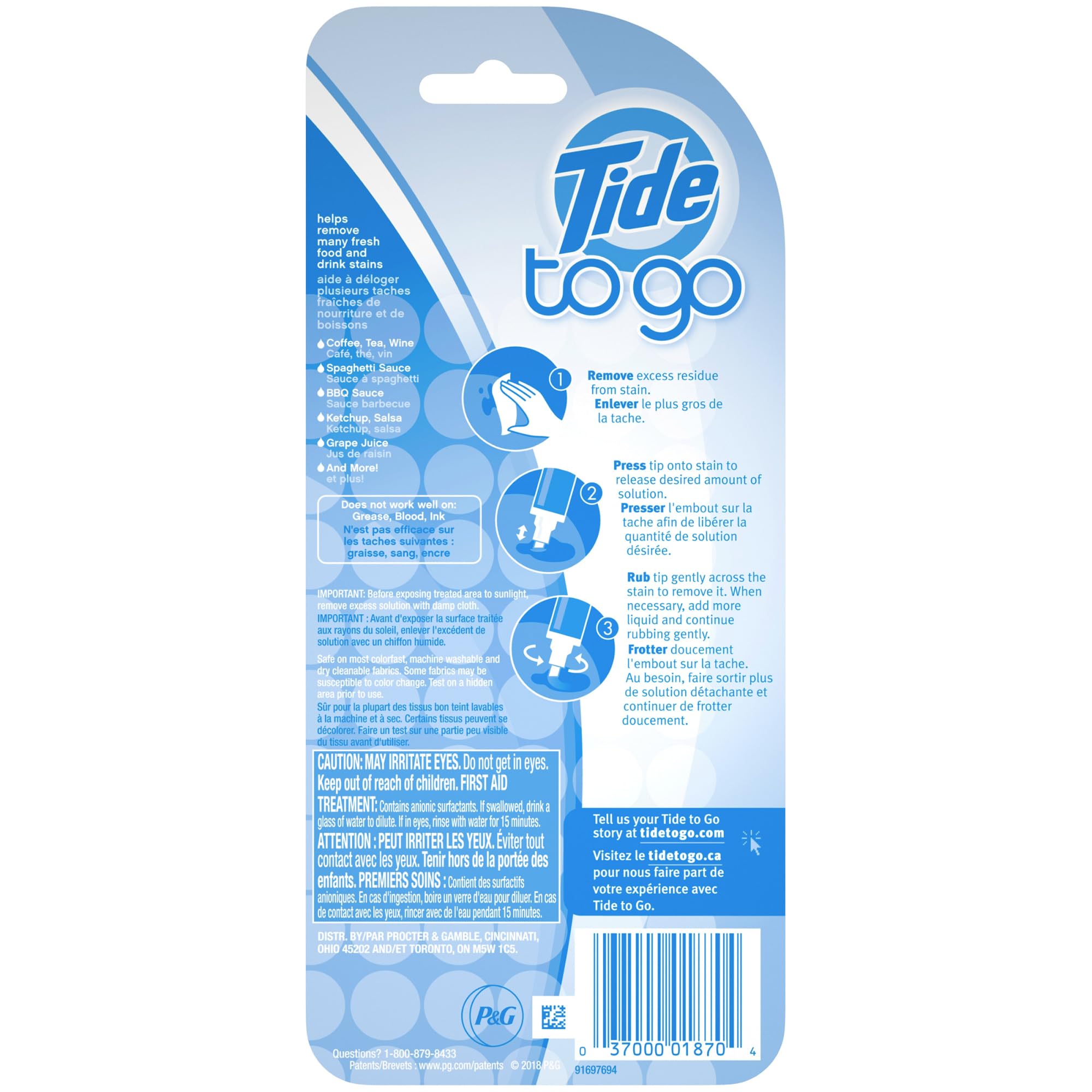 Tide Liquid Stain Remover for Clothes, Tide To Go Pen, Instant Spot Remover for Clothes, Travel & Pocket Size, 1 Count