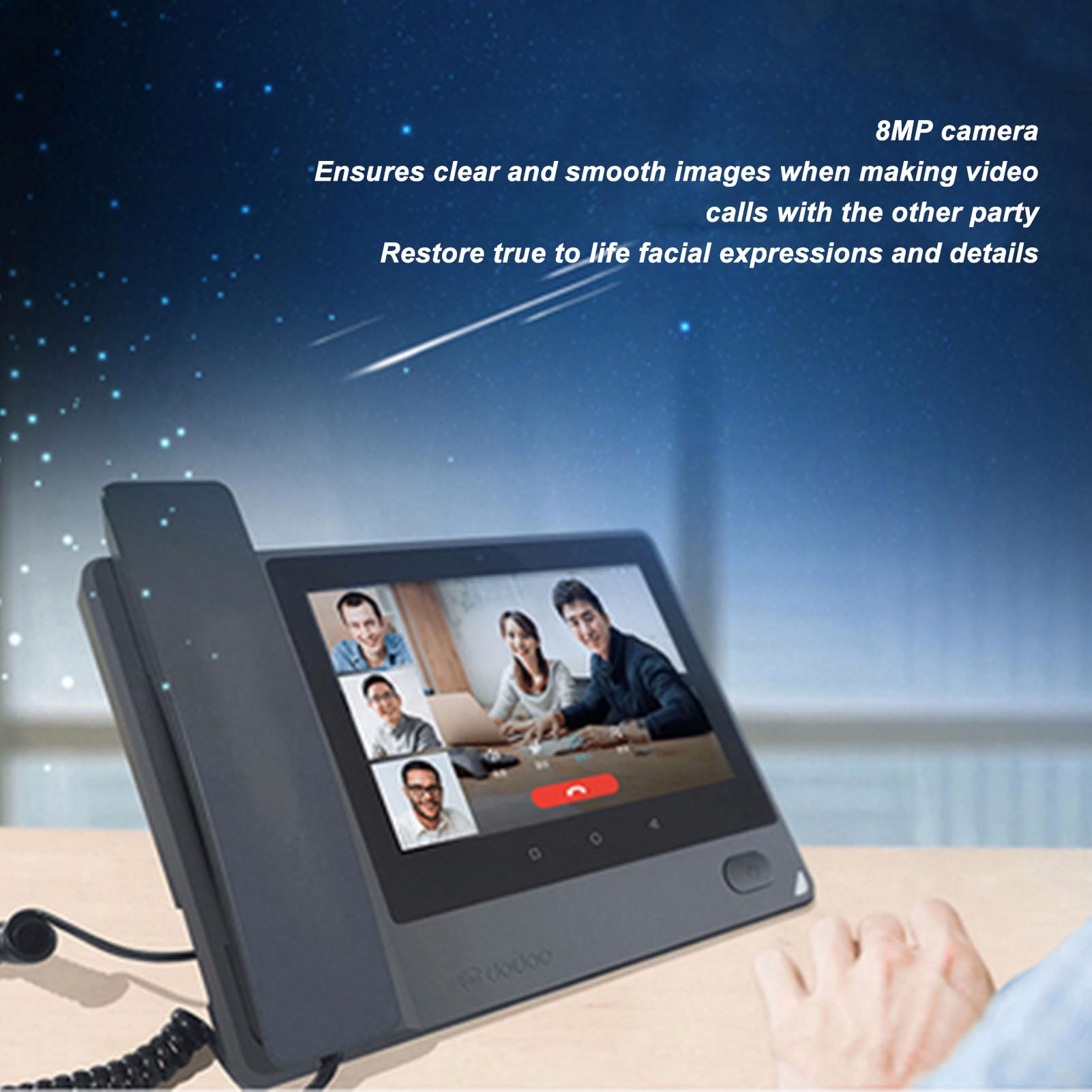Video Phone for Android, 8 Inch 1280x800 Touch Screen Video Call Telephone, 8MP Camera 2GB+16GB Support WiFi BT Desk Home Elderly Landline Phone with SIM Card Slot