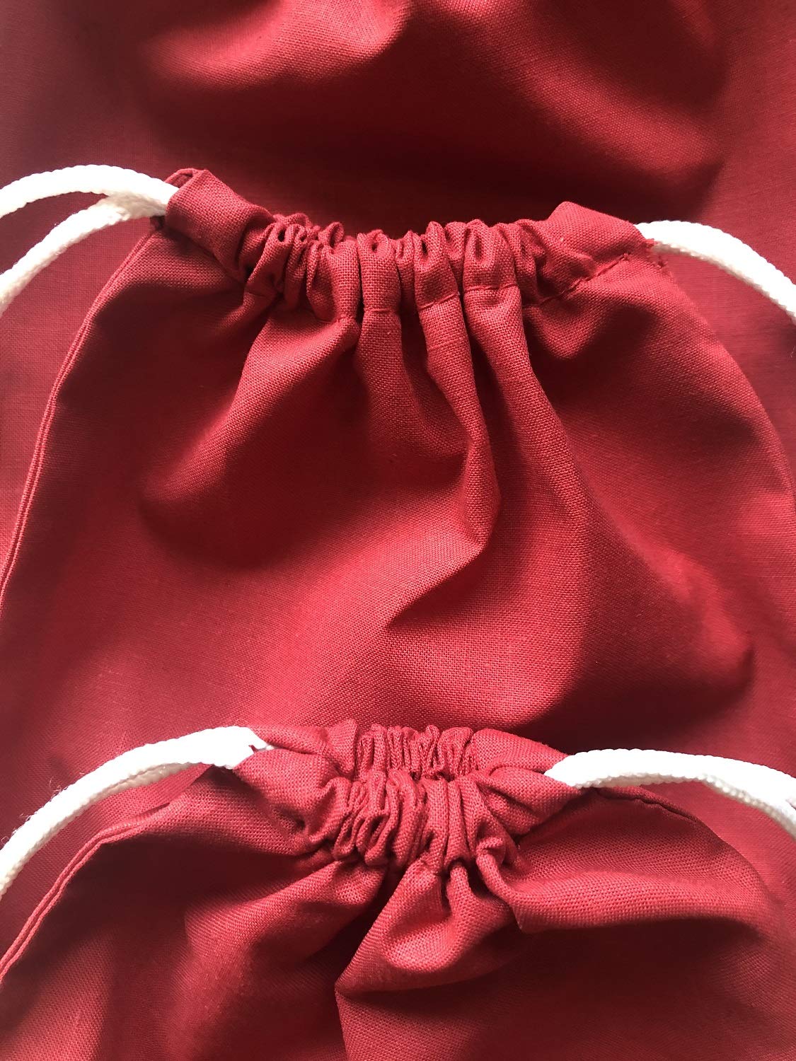 Reusable Eco friendly RED COLOR Cotton Thick Double Drawstring Muslin Bags "premium quality"-25 count pack (8 x 10)