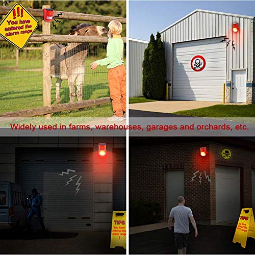 SZYOUMY Solar Powered Sound Alarm Strobe Light Flashing 6LED Motion Detector Security Alarm System 129dB Loud Siren for Home Villa Farm Hacienda Outdoor Yard Day and Night Mode(IP65 Waterproof)