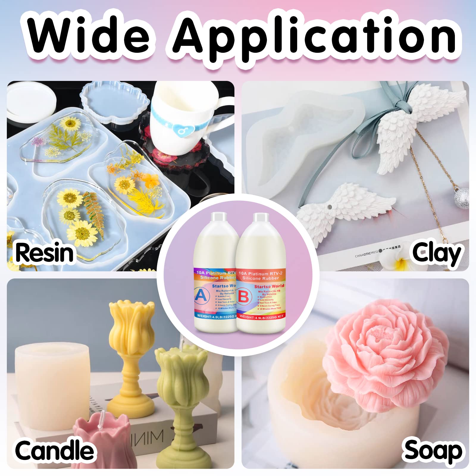 Silicone Mold Making Kit, 10A Super Elastic Translucent Platinum RTV-2 Liquid Silicone Rubber 21.2OZ for Casting 3D Silicone Molds, Resin, Soap, Candle Wax, Plaster, Clay, DIY Molds - 1:1 by Volume…