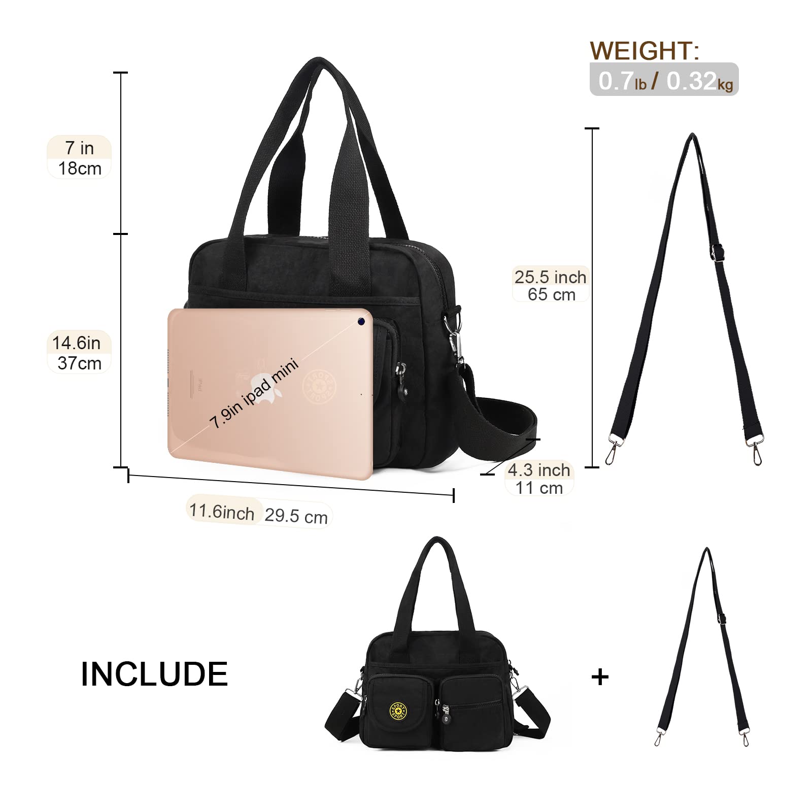Small Shoulder Handbag,Multi Pocket Small Canvas Handbag With Zipper,Crossbody Bags For Women,Satchel Tote messenger