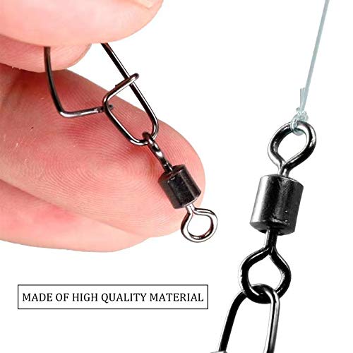 Yonihawk 50 Pack Fishing Swivels Fishing Tackle Assortment with Rolling Barrel Snaps Strong Strength Stainless Steel Duo Lock Snaps (2#)
