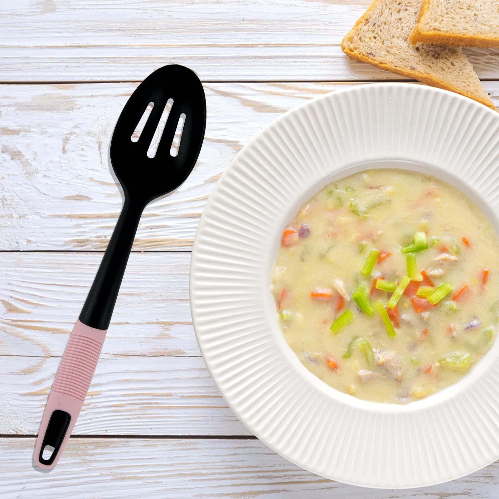 Soup Ladle, Seamless Spoon, Heat-Resistant Silicone and Nylon, Cooking and Serving Spoon for Soup and Gravy, Cooking Tool, Anti-Scratch, Non-Stick