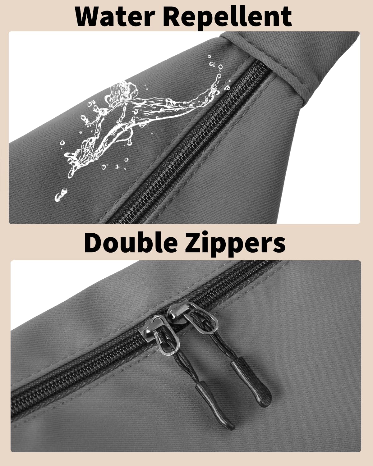 Small Sling Crossbody Bag for Women Men Trendy, Mini Crescent Bag with Adjustable Strap, 2 Zippers Lightweight Nylon Bag