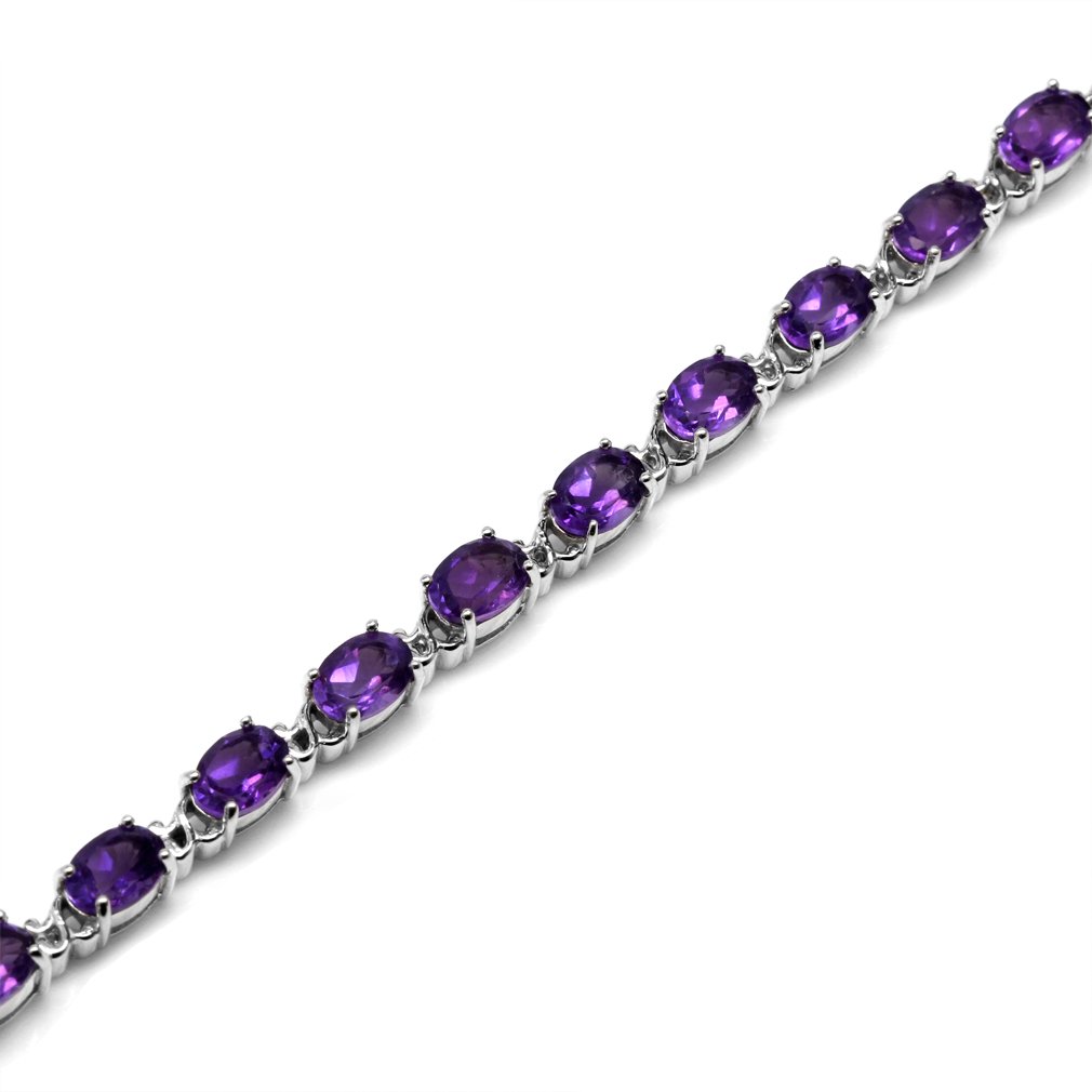 Silvershake 12.41ct. Natural African Amethyst 925 Sterling Silver Victorian Style 7.5 to 9 Inch Adjustable Bracelet