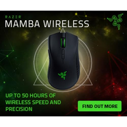 Razer Mamba Wireless Gaming Mouse: 16,000 DPI Optical Sensor - Chroma RGB Lighting - 7 Programmable Buttons - Mechanical Switches - Up to 50 Hr Battery Life