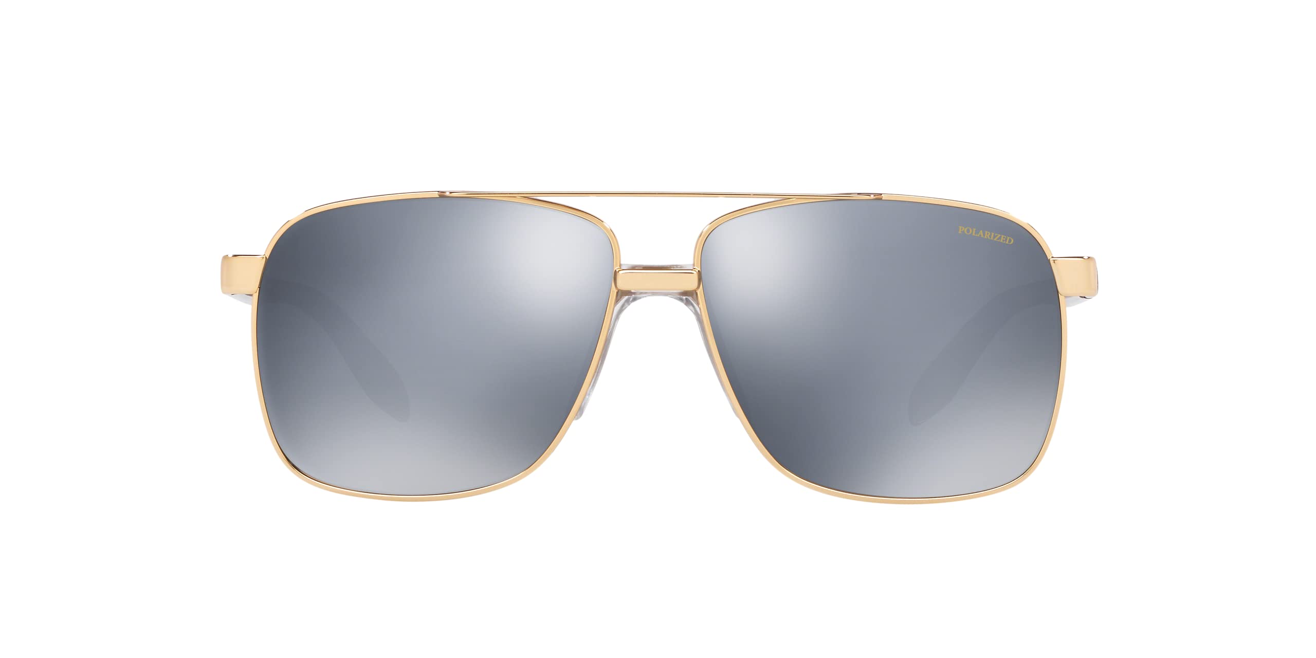 Versace Man Sunglasses Gold Frame, Dark Grey Mirror Silver Polarized Lenses, 59MM