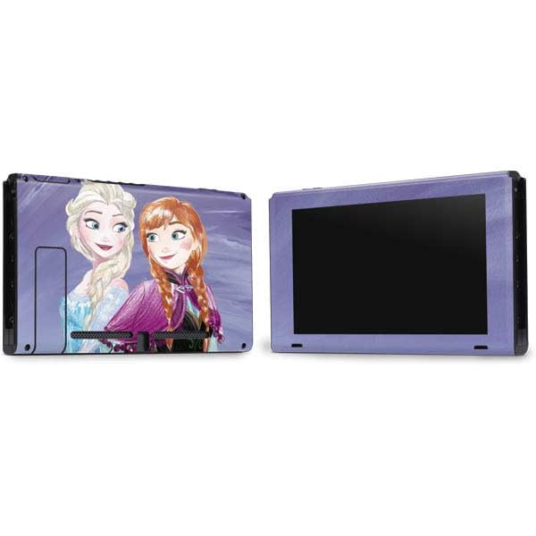 Skinit Decal Gaming skin compatible with Nintendo Switch Bundle - Officially Licensed Disney Frozen Elsa and Anna Sisters Art Design