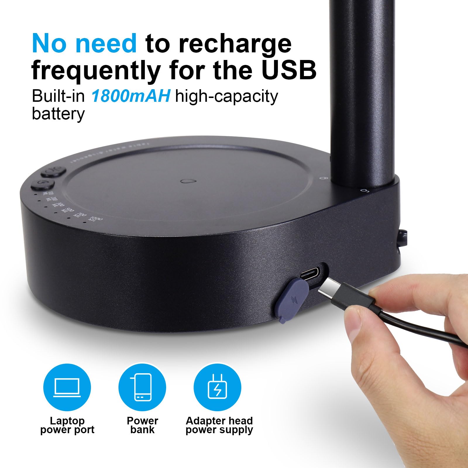 Water Dispenser for 5 Gallon Bottle - 7 Level Desktop Water Dispensers, Portable Smart Water Pump Dispenser with USB Charging for Home, Office, Camping, Travel(Navy Blue)