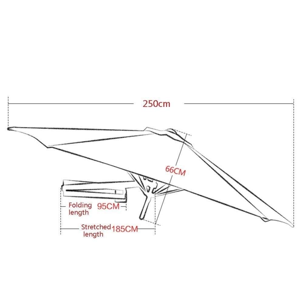 TEmkin Wall Mount Patio Umbrellas Parasol Outdoor Garden Balcony Sun Shade Umbrellas, Aluminium Pole, 8ft / 250cm (White) (White)