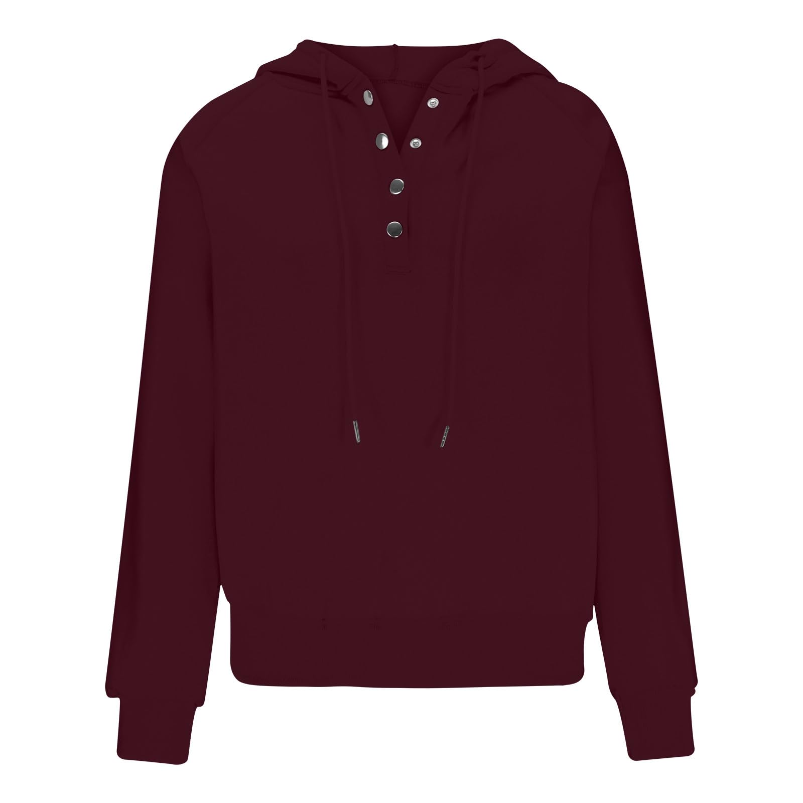 WPNMASNP Womens Fall Hoodies Drawstring Casual Long Sleeve Blouses Fashion Plus Size Tees Y2k Oversized Pullovers Trendy Tops Wine