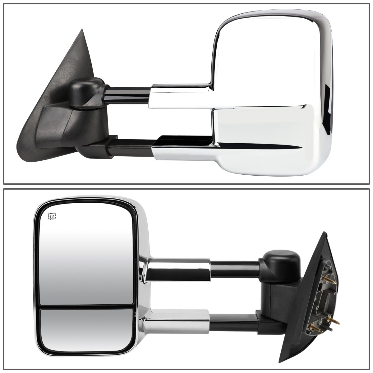 Rear View Side Towing Mirrors - Manual Telescoping | Manual Folding | Manual Adjustment - Compatible with Ford F150 (Standard/Extended Cab) Heritage F250 97-04, Driver and Passenger Side, Black