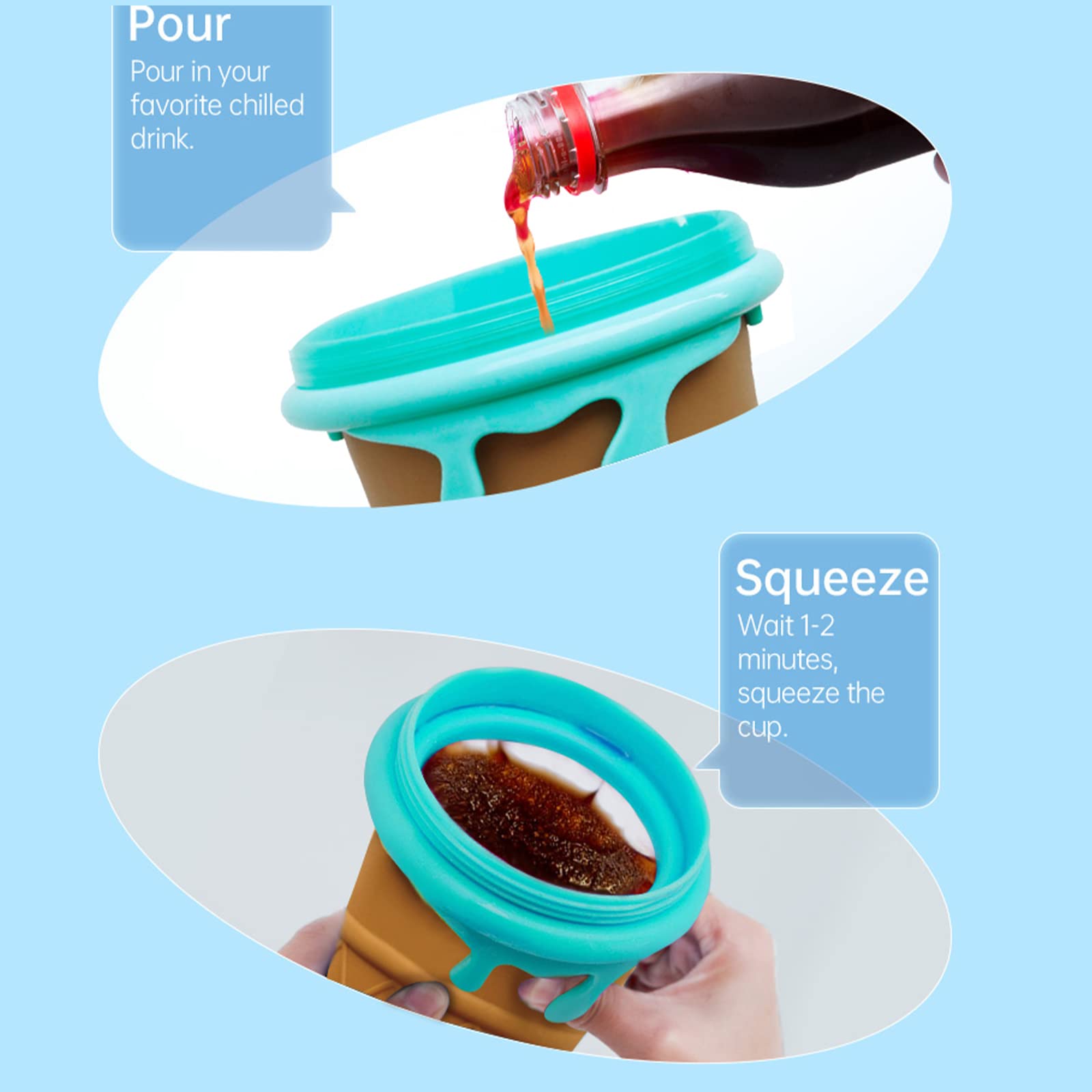Slushy Cup Slushie Maker Cup Slushy Maker Cups Frozen Magic Slushy Maker Squeeze Cup Ice Cream Maker Slushie Cup Maker Squeeze Slushy Cups 500ML High-capacity(Coffee)