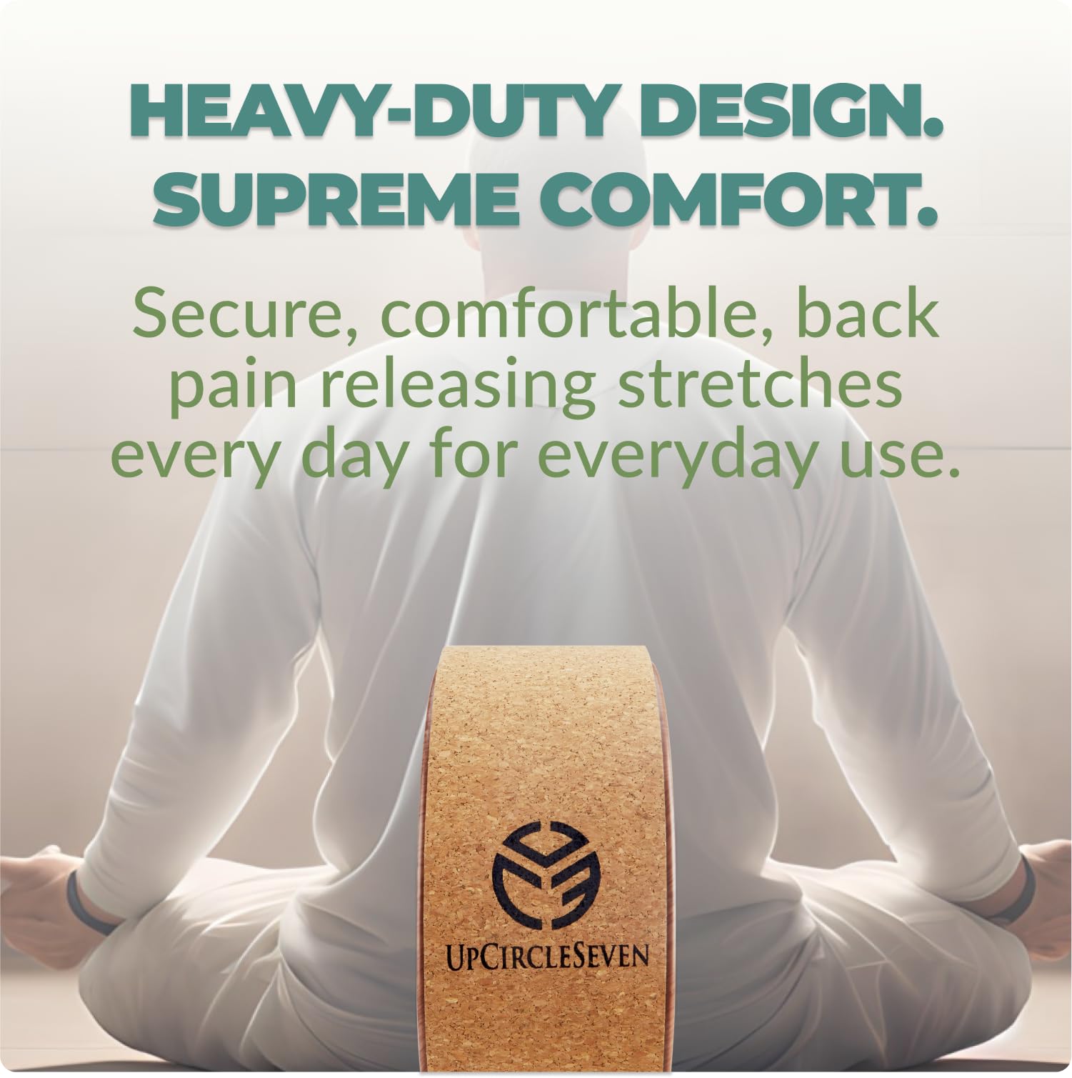 UpCircleSeven Yoga Wheel for Back Pain - Deep Tissue Massage - Yoga Back Roller Wheel for Back Pain Relief Stretching Myofascial Release Mobility (Cork, 12)