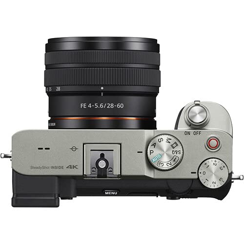 Sony a7C Mirrorless Camera with Sony FE 28-60mm f/4-5.6 Lens(ILCE7CL/B)+Case+128 GIG Memory Cards+Commander Starter Kit(17PC) Bundle (Silver)