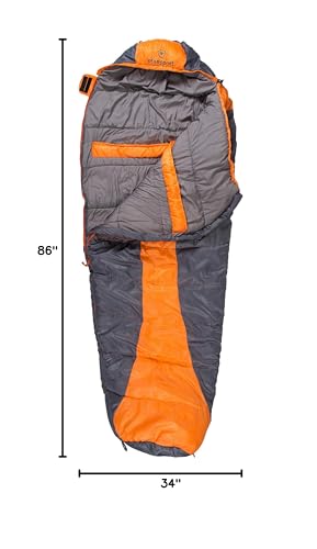 Stansport Glacier Mummy Sleeping Bag 3.1 LB, orange, 86" l x 34" w