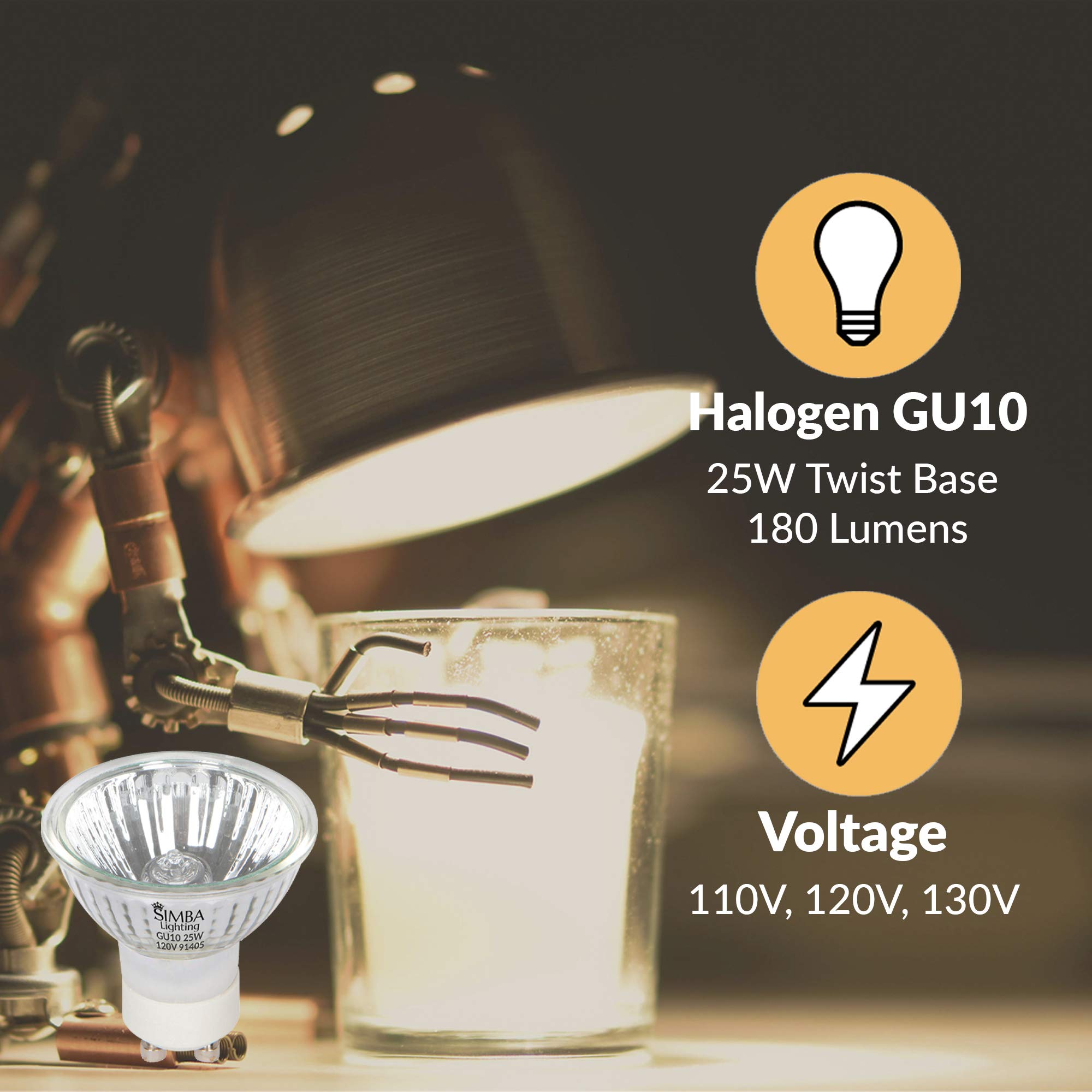 Simba Lighting 25W NP5 Candle Warmer ETC Replacement Light Bulb (4 Pack) Halogen GU10 120V for Wax Melt, Tart Burner, Recessed, Track Lighting, MR16 JDR with Glass Cover, Dimmable, Warm White 2700K