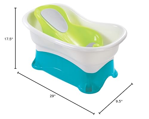 Summer Infant Comfort Height Bath Tub Elevated and Spacious Baby Bathtub with Newborn Bath Support Extended Use Features Include Stand-Alone Kneeler and Stepstool