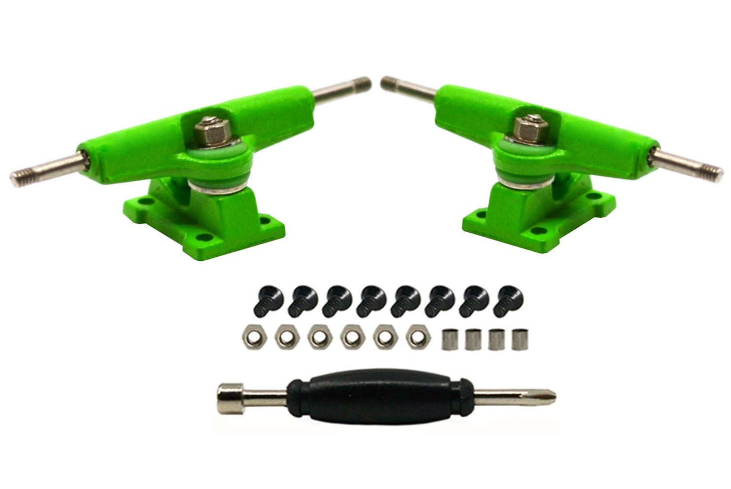 Teak Tuning Fingerboard Spacer Trucks with Standard Tuning, Green - 32mm Width - Tuned & Assembled
