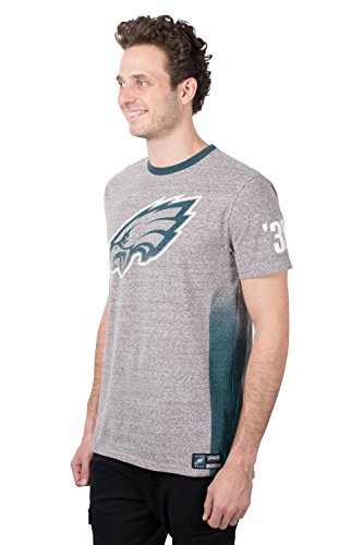 Ultra Game NFL Philadelphia Eagles Mens Vintage Ringer Short Sleeve Tee Shirt, Gray, X-Large