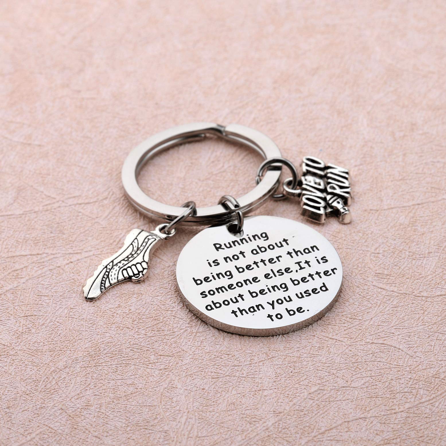 WSNANG Runner Gift Running is About Being Better Than You Used to Be Keychain Marathon Runner Jewelry Track Gift(Running Keychain)