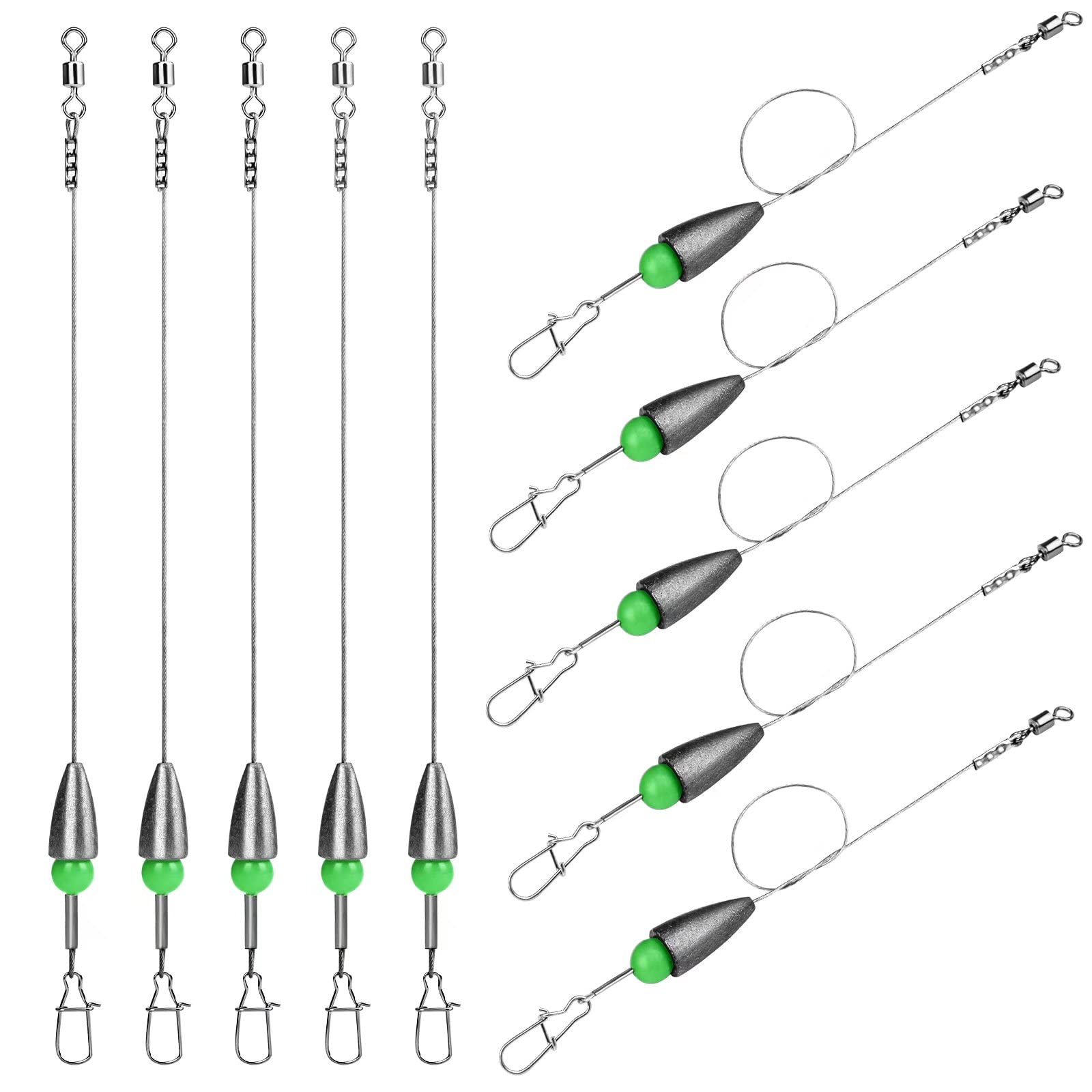 THKFISH Fishing Weights Bullet-Weights Carolina Ready Rigs Pre Rigged Carolina Rigs 1/2oz 10pcs
