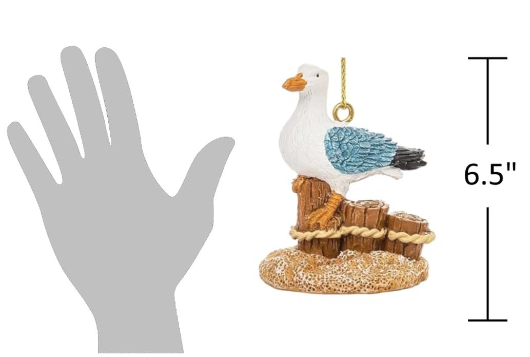 The Bridge Collection Seagull Ornament - Shore Bird Beach Christmas Tree Ornament for Coastal Decor - Lake House, Christmas at The Beach, Christmas Vacation
