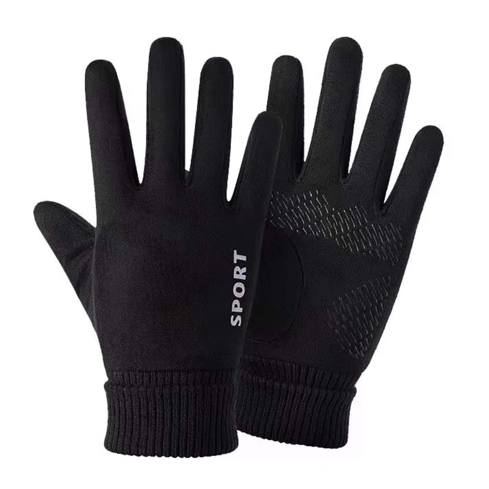 TIANWIDJEW Windproof Midseason Padded Touchscreen Cycling Gloves Full Finger Breathable Bicycle Black Winter (BLACK)
