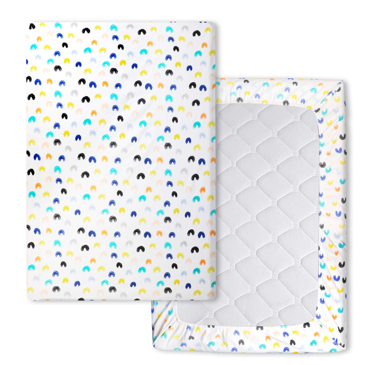 Waterproof Pack n Play Playard Sheets Mattress Sheet Stretchy Fitted Mini Crib Sheets Cover Pad, Soft Candlelight 40β x 27.6β