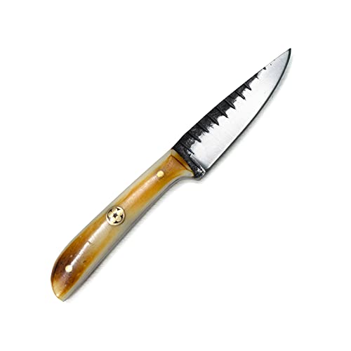 Titan International Knives Carbon Steel Skinning Knife TC-30 | Utility Neck Knife EDC | Leather Sheath with Neck String