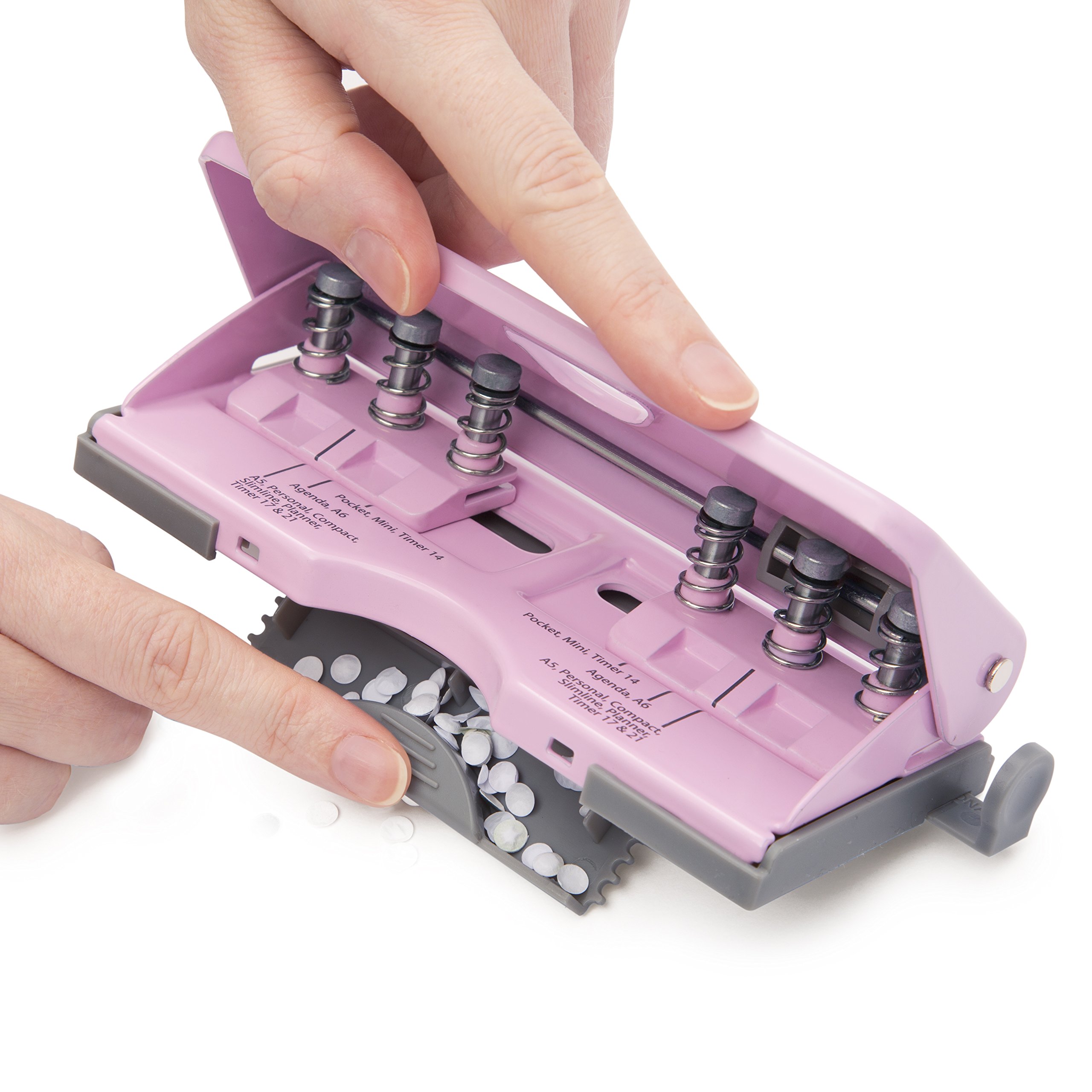 Rapesco Adjustable 6-Hole punch for Planners and 6-Ring Binders - Pink, 320 feet (1322)