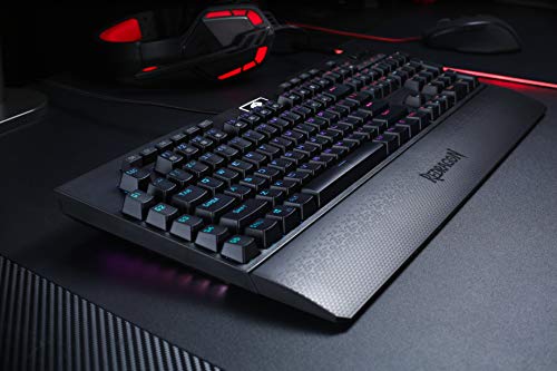 Redragon K586 Brahma RGB Mechanical Gaming Keyboard with Blue Switches, 10 Dedicated Macro Keys, Convenient Media Control, and Detachable Wrist Rest