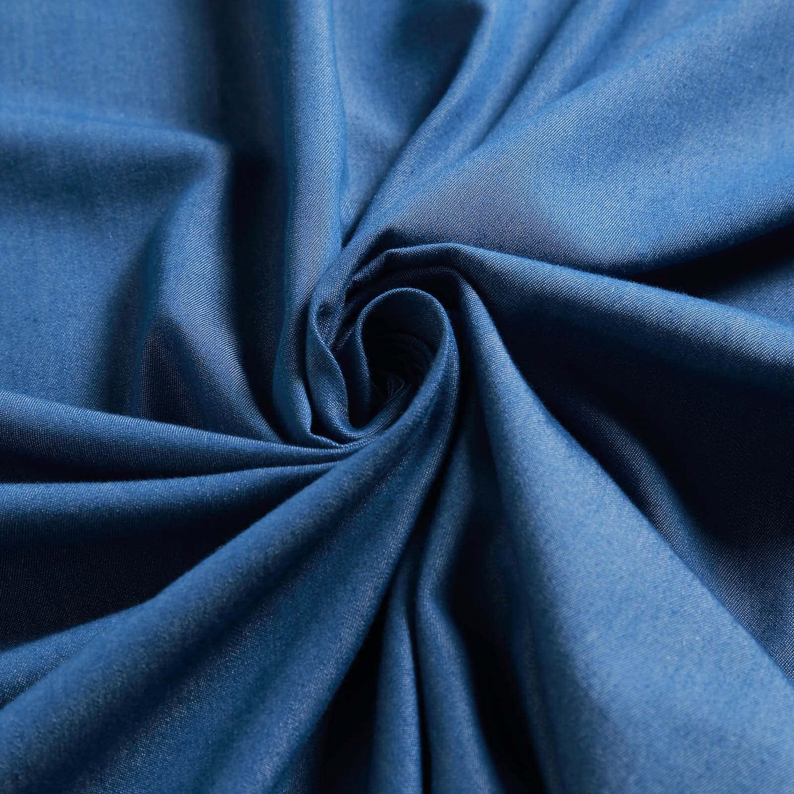 TABLECLOTHSFACTORY 90"x156" Dark Blue Faux Denim Polyester Rectangular Tablecloth for Wedding Party Banquet Restaurant